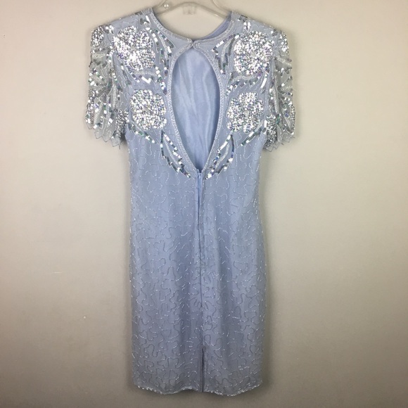 Vintage | Dresses | Vintage Scala Blue Sequins And Beaded Midi Dress ...